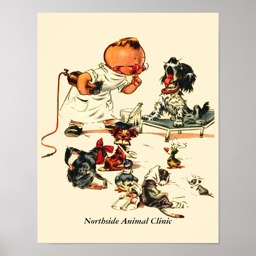Vintage Veterinarian Visit to the Vet Personalized Poster | Zazzle