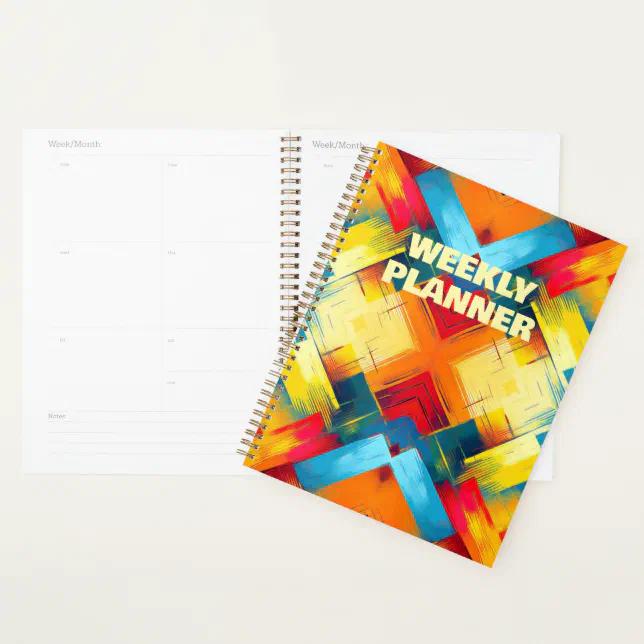 Vintage Vibes In Colors: Stylish Geometric Forms Planner | Zazzle