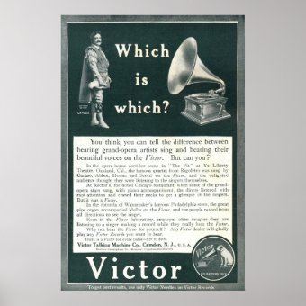Vintage Victor Ad From 1908 Poster | Zazzle