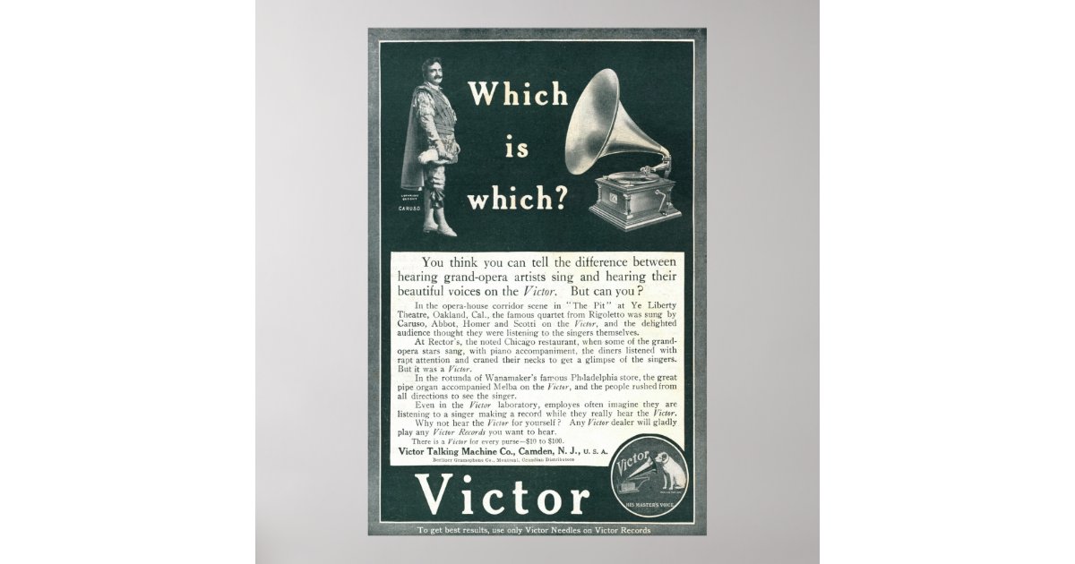 Vintage Victor Ad From 1908 Poster | Zazzle