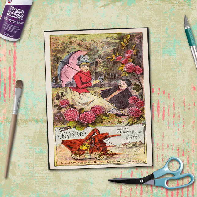 Vintage Victor Clover Machine Advertisement Tissue Paper | Zazzle