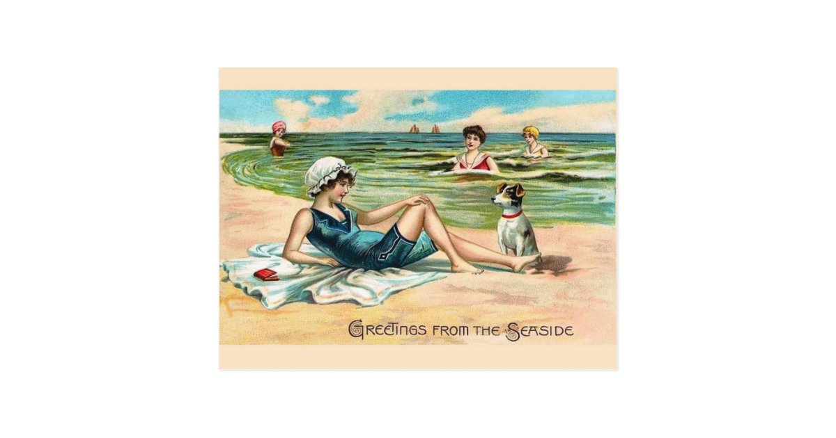 Vintage Victorian Beach Postcard