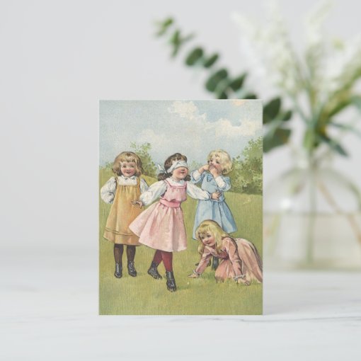 Vintage Victorian Children Play Blind Man's Bluff Postcard | Zazzle