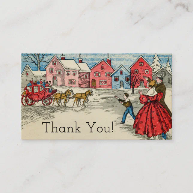 Vintage Victorian Christmas Thank You Antique Business Card | Zazzle