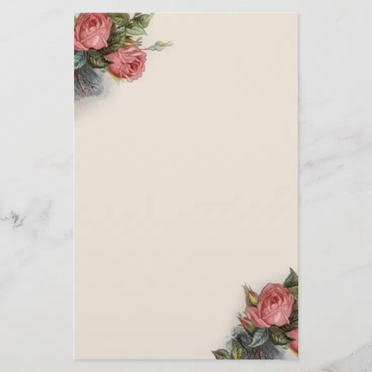 Vintage Victorian Crimson Pink Roses Stationery | Zazzle
