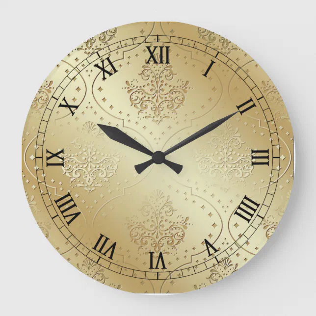 Vintage Victorian Damask Print Clock | Zazzle