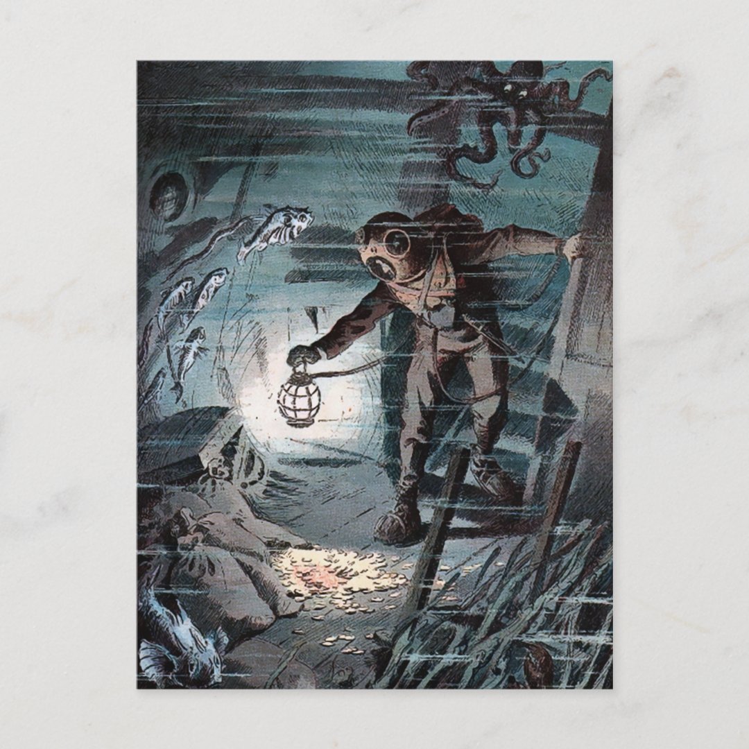 Vintage Victorian Diver Postcard | Zazzle