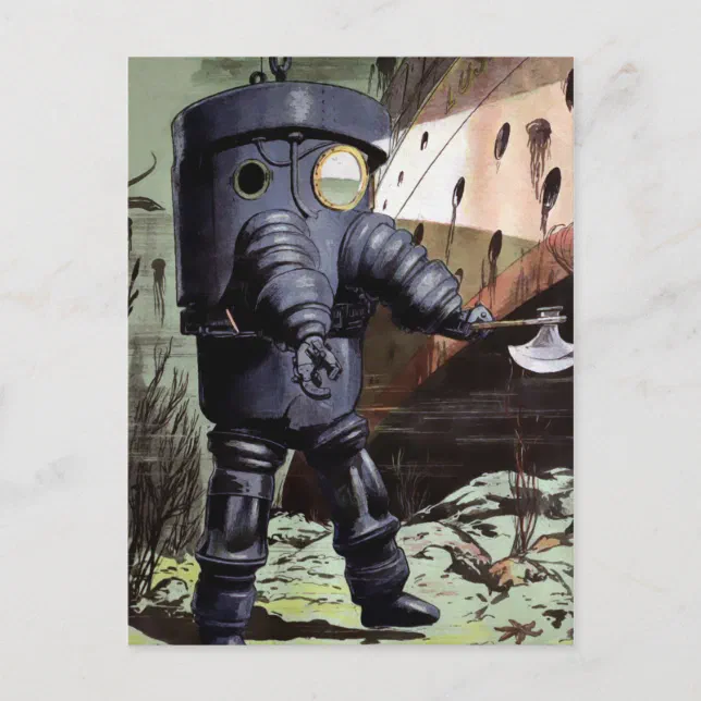 Vintage Victorian Diving Suit Illustration Postcard | Zazzle