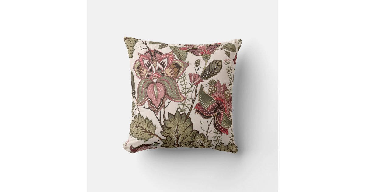 Vintage victorian dusty pink floral pattern throw pillow | Zazzle