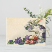 Vintage Victorian Easter Bunny, Flowers and Eggs Holiday Card | Zazzle