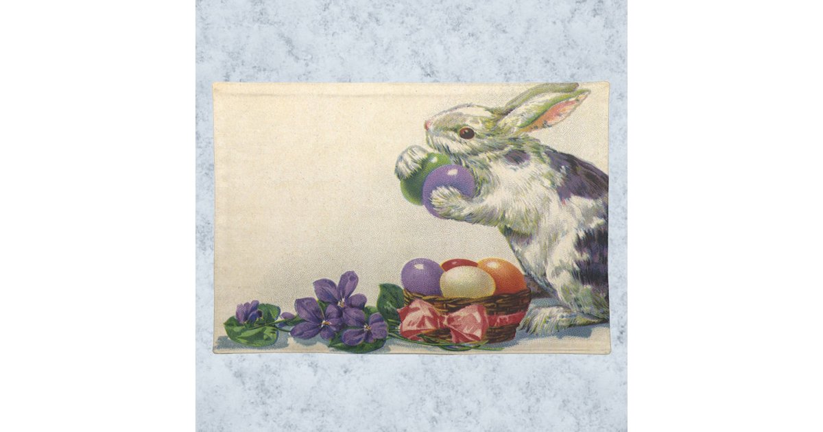 Vintage Victorian Easter Bunny, Flowers and Eggs Placemat | Zazzle