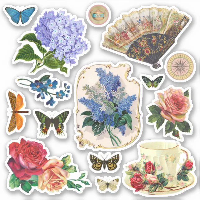 Vintage Victorian Ephemera Set - Marple Hall Sticker | Zazzle