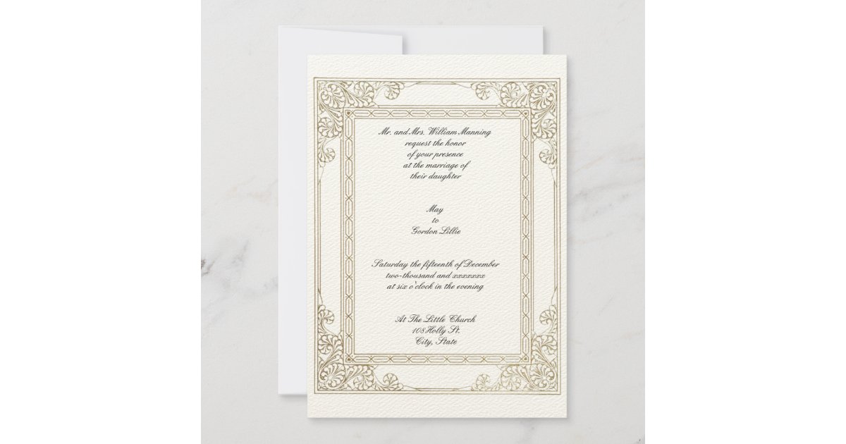 Vintage Victorian Era 1877 Simple Frame Invitation | Zazzle