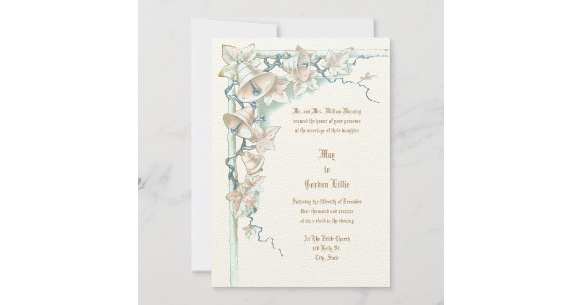 Vintage Victorian Era 1896 Vine & Wedding Bells Invitation | Zazzle