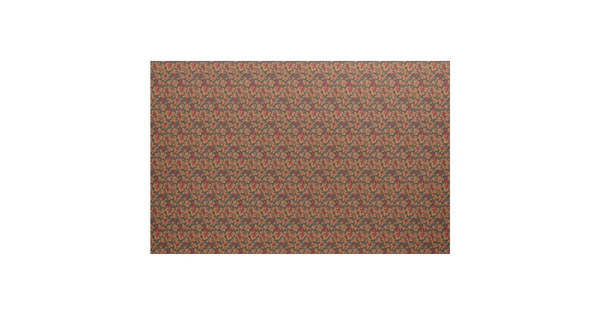 Vintage Victorian Era Floral and Leaf Pattern Fabric | Zazzle