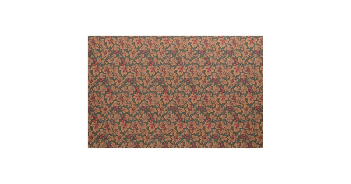 Vintage Victorian Era Floral and Leaf Pattern Fabric | Zazzle