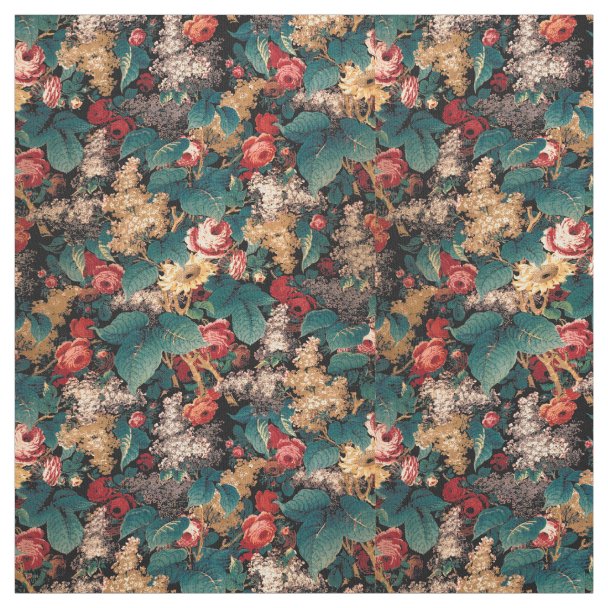 Vintage Victorian Era Floral Pattern Fabric | Zazzle