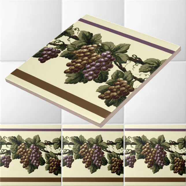 Vintage Victorian Era Grape Vine Frieze Pattern Ceramic Tile | Zazzle