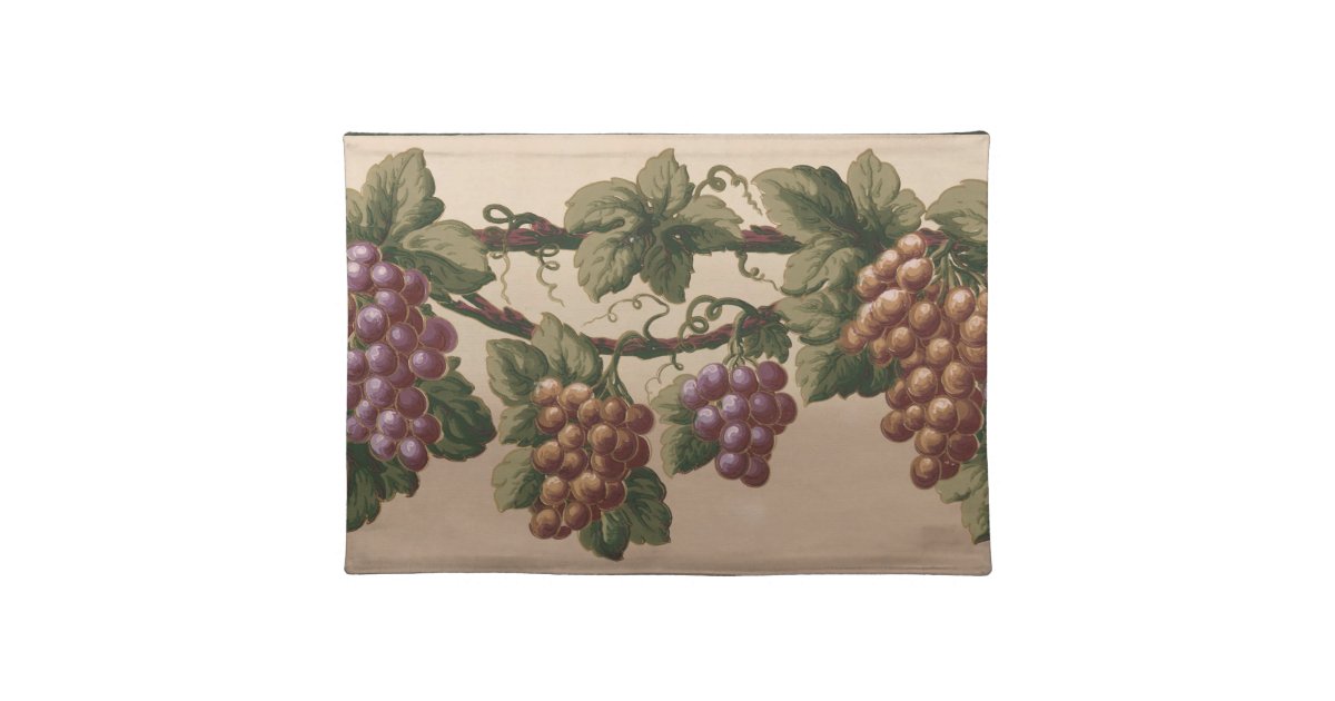 Vintage Victorian Era Grape Vine Frieze Pattern Cloth Placemat | Zazzle