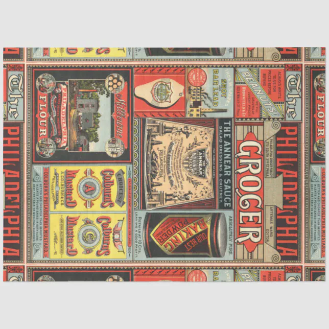Vintage Victorian Era Grocery Food Ads Decoupage Tissue Paper | Zazzle