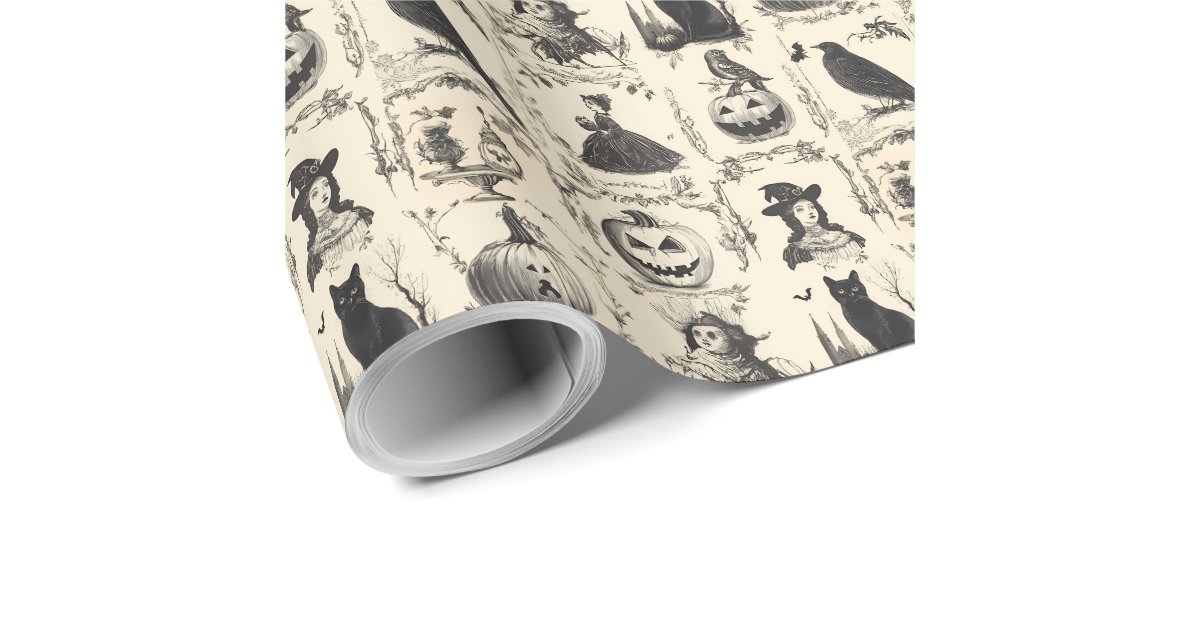 Vintage Victorian Era Halloween Wrapping Paper | Zazzle