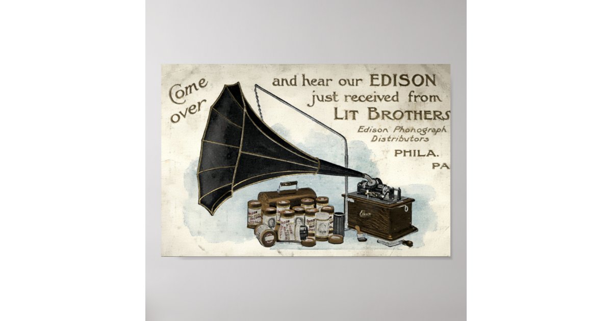 Vintage Victorian Era Phonograph Ad Poster | Zazzle