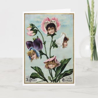 Vintage Victorian Flower Faces Card | Zazzle