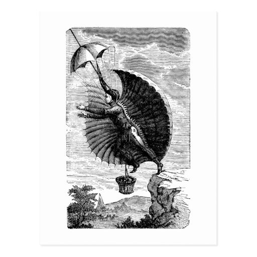 Vintage Victorian Flying Machine Invention Postcard | Zazzle