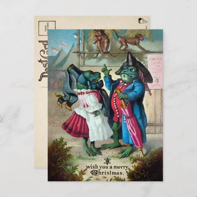 Vintage Victorian Frogs Christmas Postcard | Zazzle