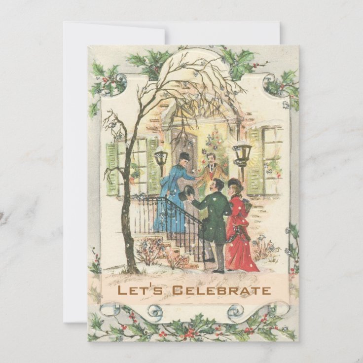 Vintage Victorian Holiday Christmas Party Invitation | Zazzle