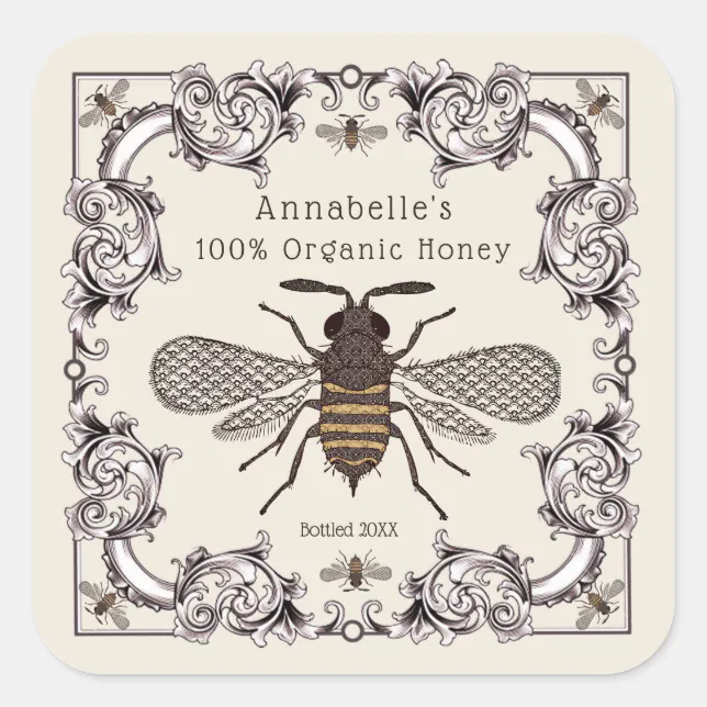 Vintage Victorian Honey Label Personalize | Zazzle