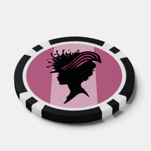 Vintage Victorian Lady Black Silhouette Fancy Hat Poker Chips | Zazzle