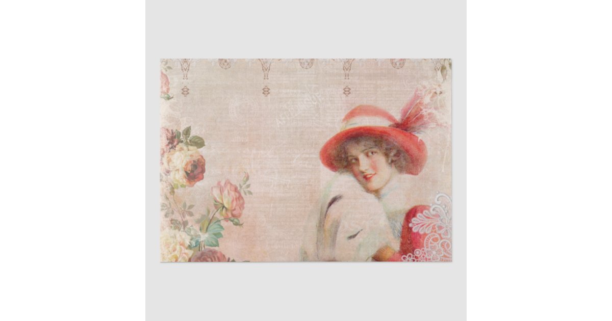 Vintage Victorian Lady Decoupage Tissue Paper | Zazzle