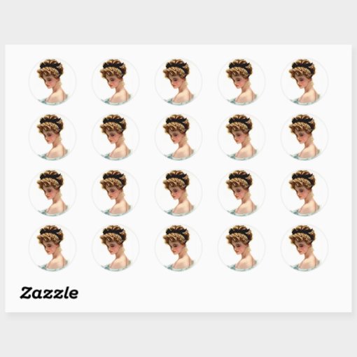 Vintage Victorian Lady Stickers Seals | Zazzle