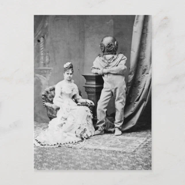 Vintage Victorian Man Wearing a Diving Suit Postcard | Zazzle