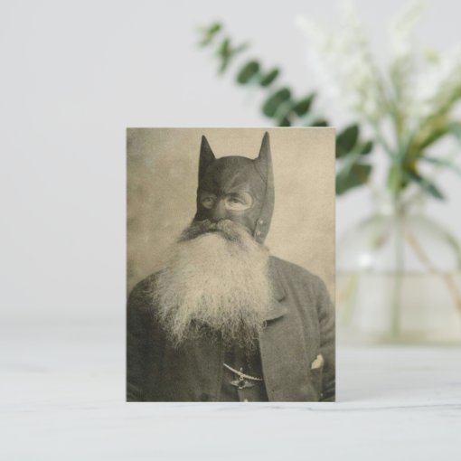 Vintage Victorian Man Wearing a Mask with Ears Postcard | Zazzle