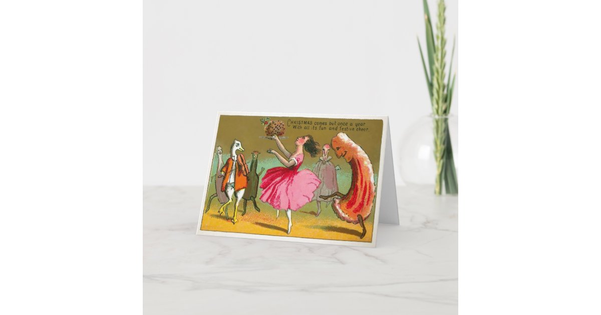 Vintage Victorian Odd Scene Christmas Card | Zazzle