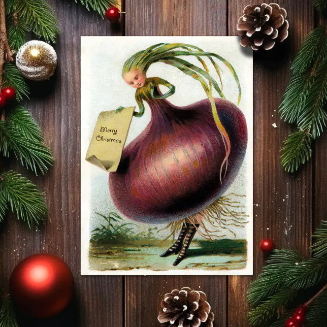 Vintage Victorian Onion Christmas Card | Zazzle