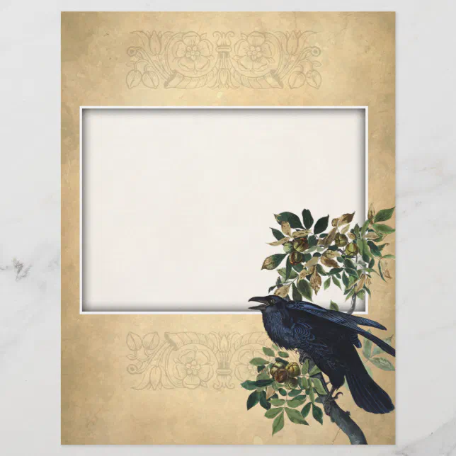Vintage Victorian Raven Decoupage - Gothic Realm Letterhead | Zazzle