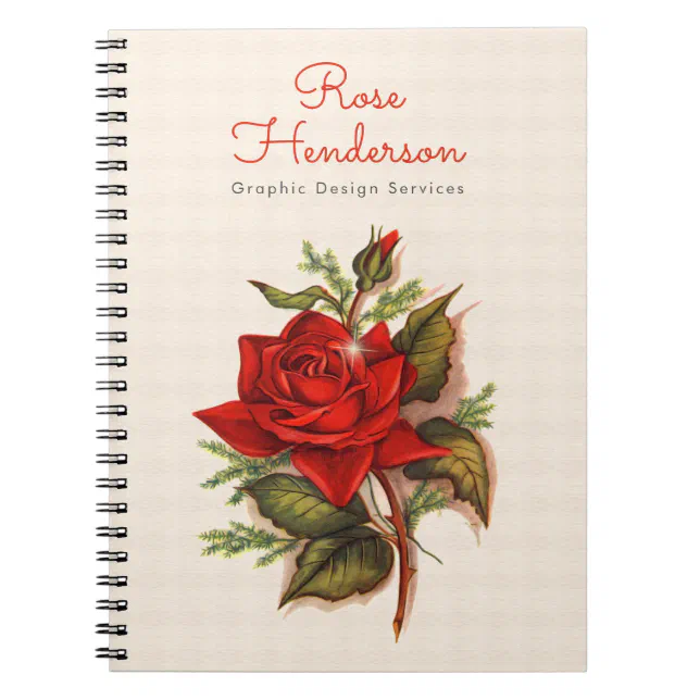 Vintage Victorian Red Rose Romance Notebook | Zazzle