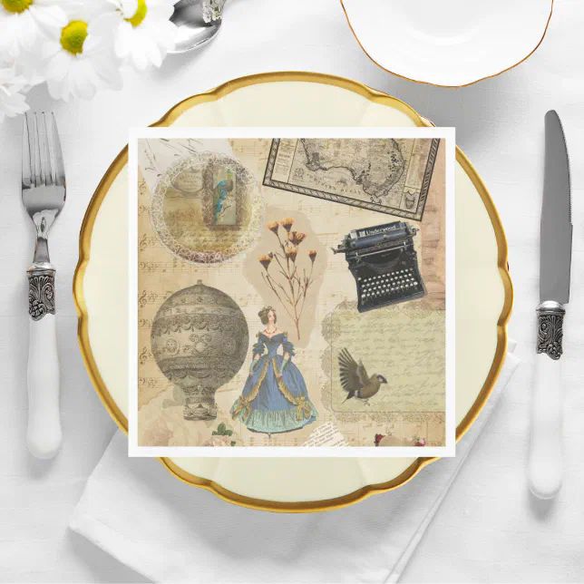 Vintage Victorian Romantic Paper Napkins | Zazzle