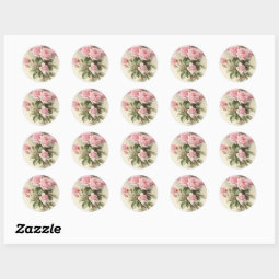 Vintage Victorian Romantic Roses Classic Round Sticker | Zazzle