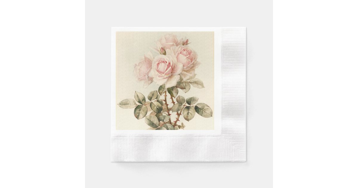 Vintage Victorian Romantic Roses Paper Napkins | Zazzle