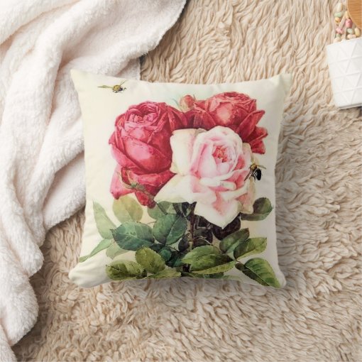 Vintage Victorian Rose Bouquet Throw Pillow | Zazzle