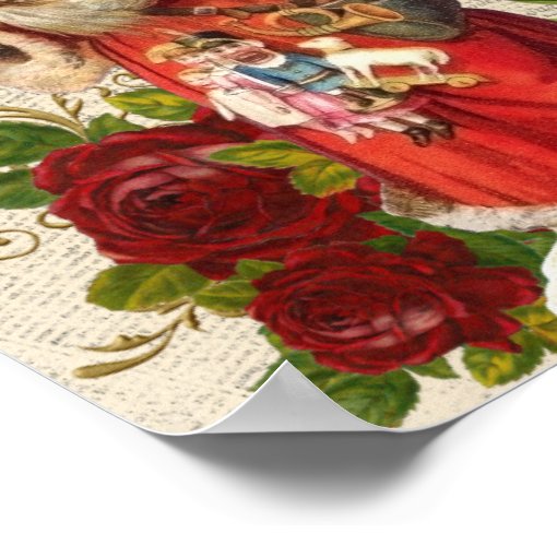 Vintage Victorian Santa Claus Antique Decoupage Poster | Zazzle