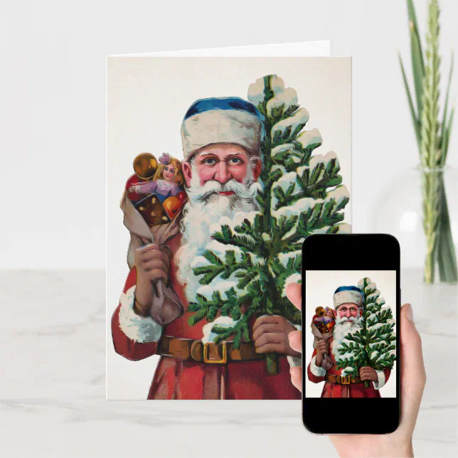 Vintage Victorian Santa Holiday Card | Zazzle