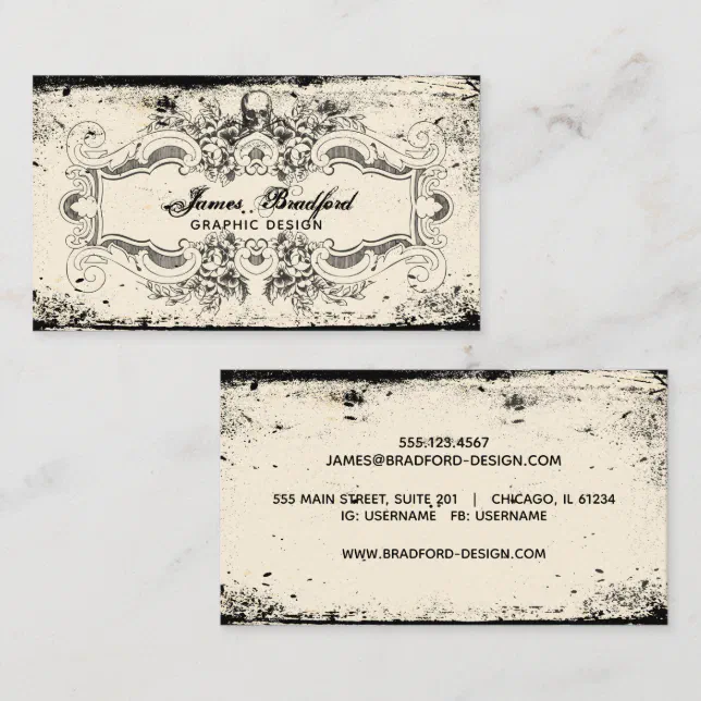 Vintage Victorian Skull Business Card | Zazzle