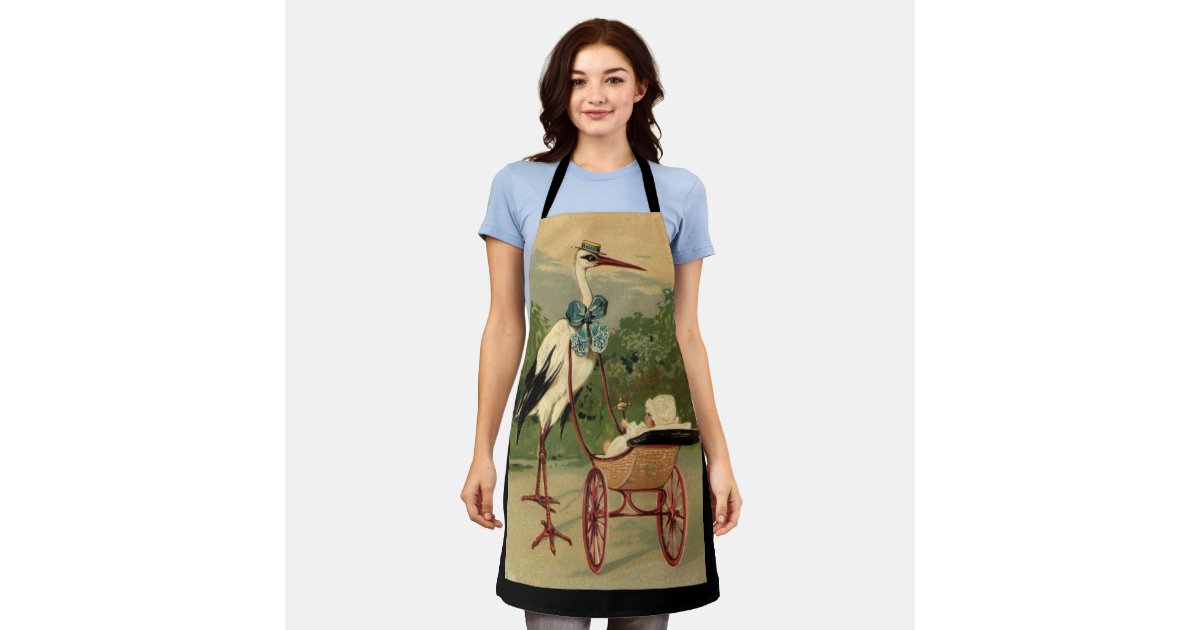 Vintage Victorian Stork and Baby Carriage Apron | Zazzle