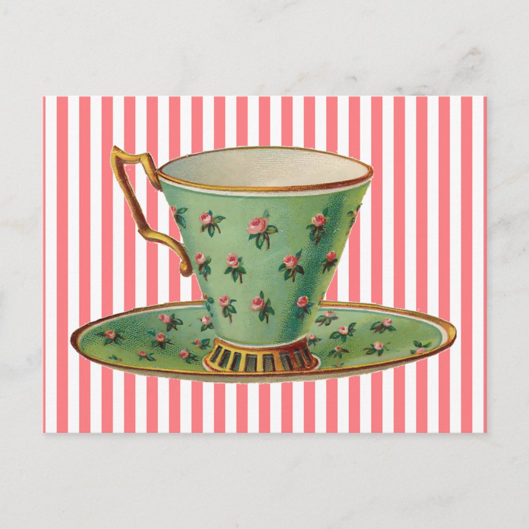 Vintage Victorian Tea Cup Postcard | Zazzle