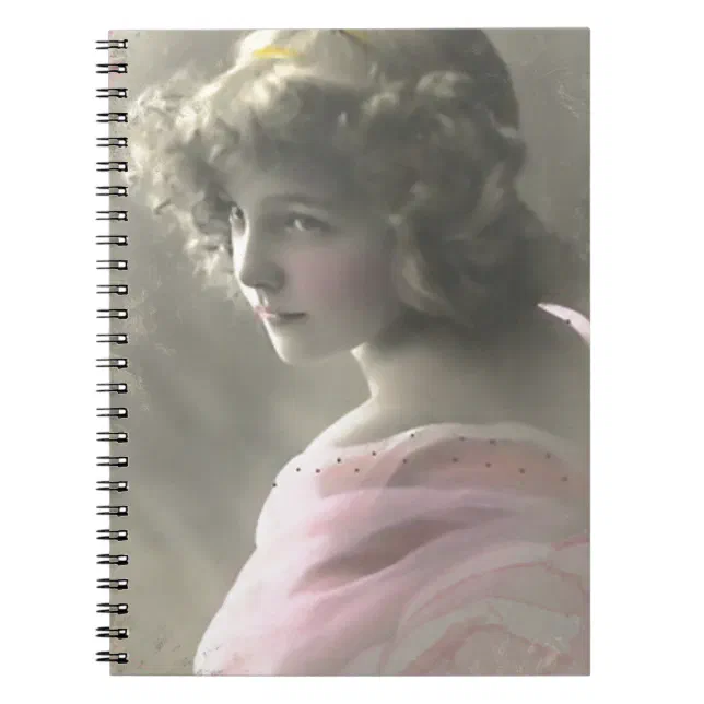 Vintage Victorian Teenage Girl in Pink Notebook | Zazzle